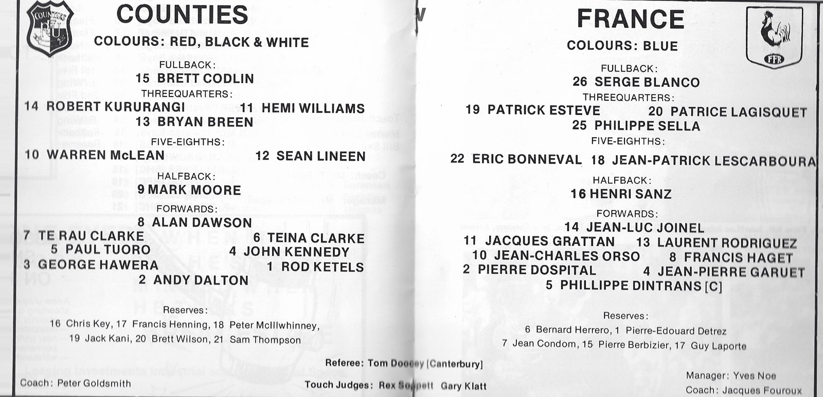 French Tour Programmes