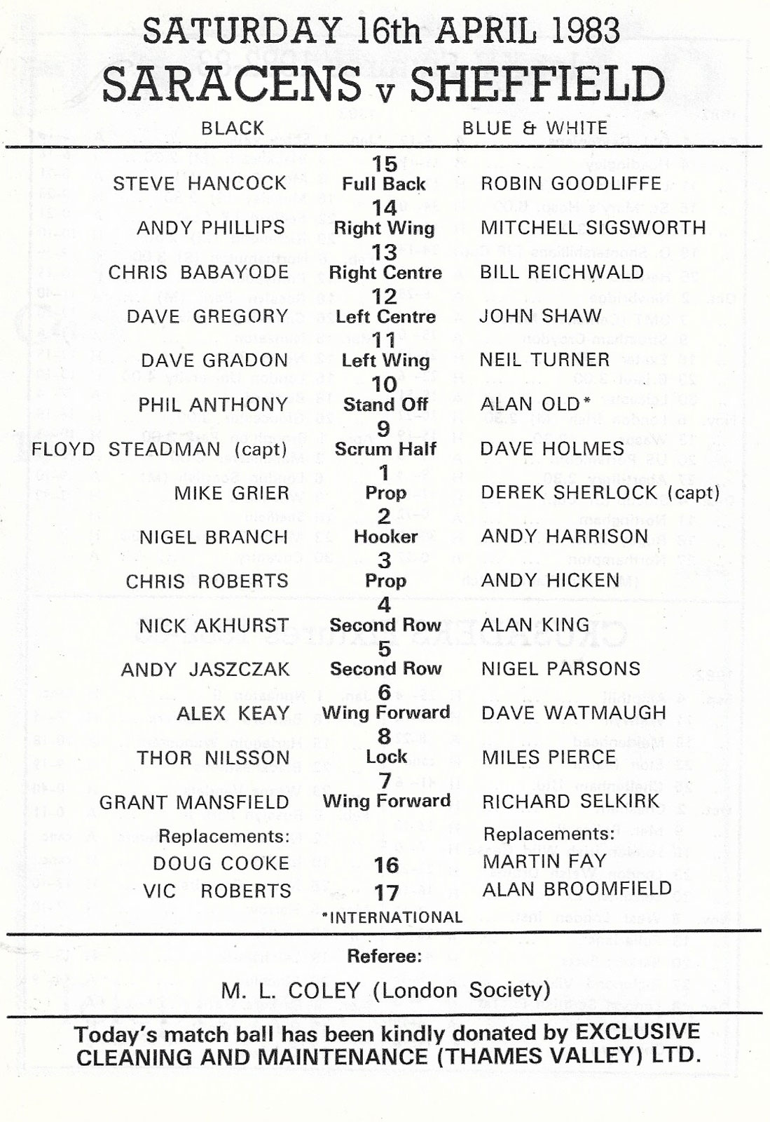 SARACENS RUGBY PROGRAMMES & MEMORABILIA