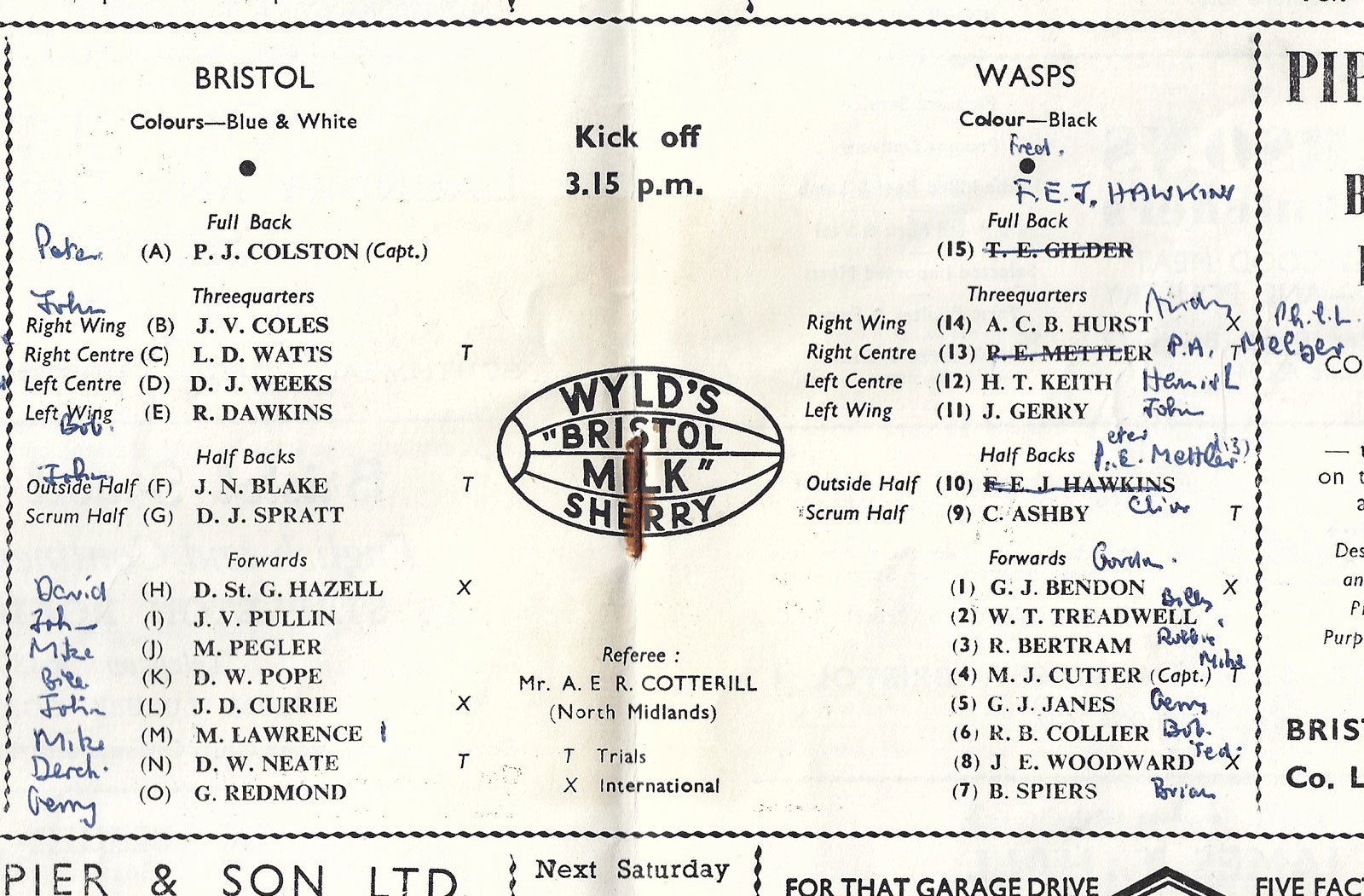 BRISTOL BEARS RUGBY CLUB PROGRAMMES & MEMORABLIA